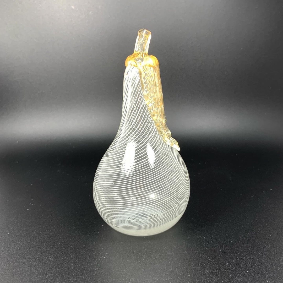 Vintage Murano Mezza Filigrana Art Glass Pear Paperweight - Etsy