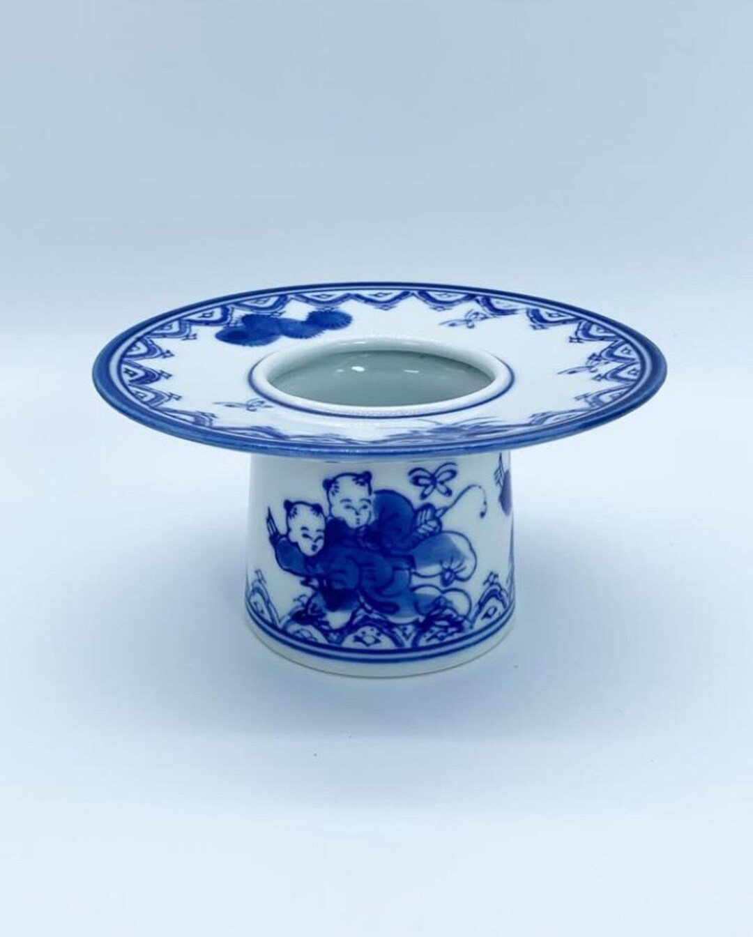 Japanese Hirado / Mikawachi Ware Haidai / Sake Cup Stand, Underglaze ...