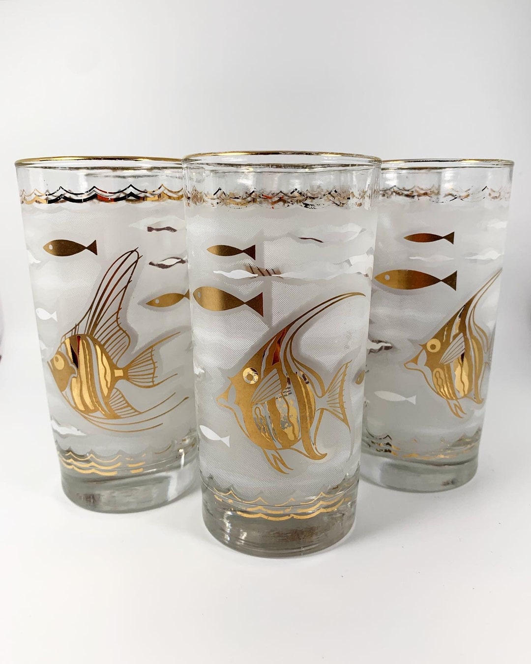 Libbey Marine Life Pattern Highball/drinking Glasses, Atomic Fish, Sea ...
