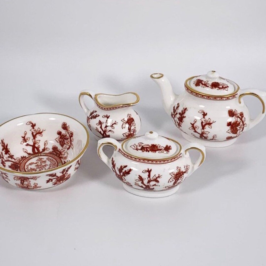 Coalport Indian Tree Miniature Tea Set: Fine Bone China Display - Etsy