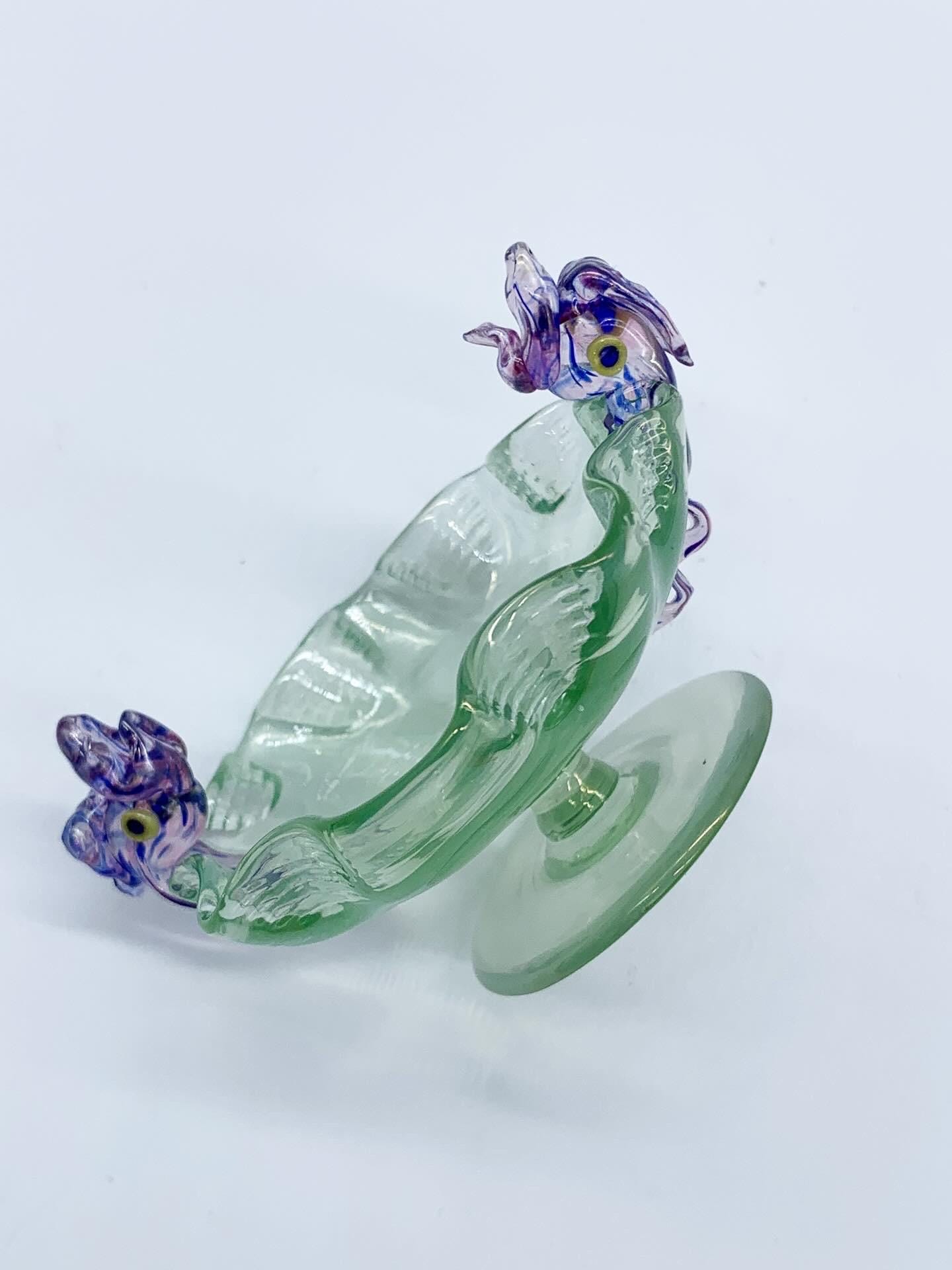 Salviati Venetian Hand Blown Salt Cellar: Dolphin Handles, Rippled Bowl ...