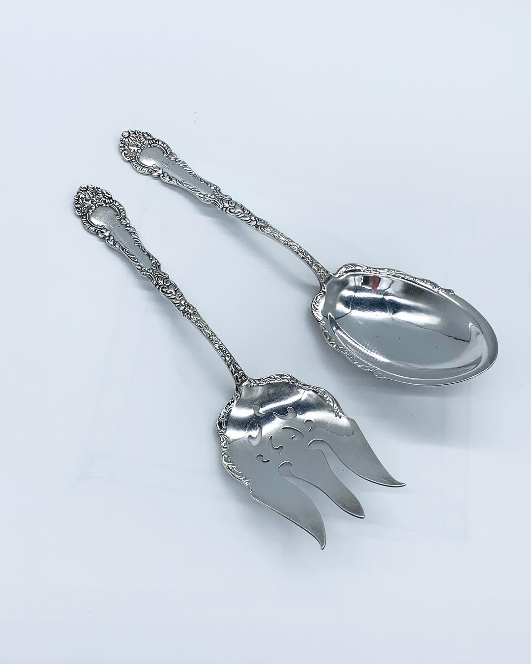 Rogers AA Silver Plate Serving Spoon and Fork Set, Monogrammed - Etsy