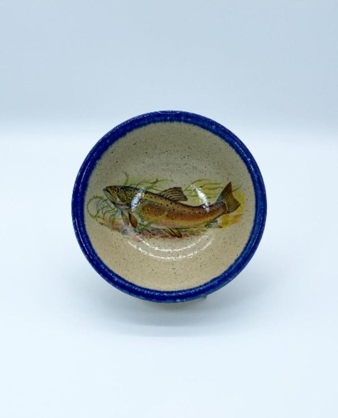Monroe Salt Works Stoneware Trout Coupe Soup Bowl, Blue Trim - Etsy