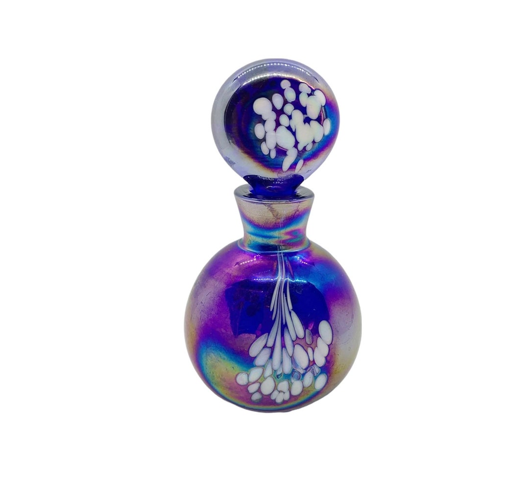 Vintage I.W. Rice & Co. Iridescent Cobalt Blue Carnival Art Glass ...