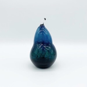 Vintage Hand Blown Art Glass Blue Pear Paperweight/figurine/sculpture ...