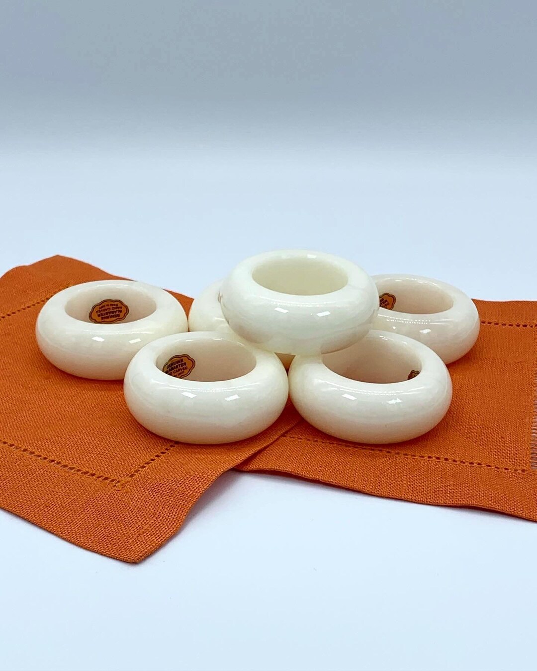Genuine Alabaster Napkin Rings, Hand Carved, Made in Italy, Set of 6 - Etsy