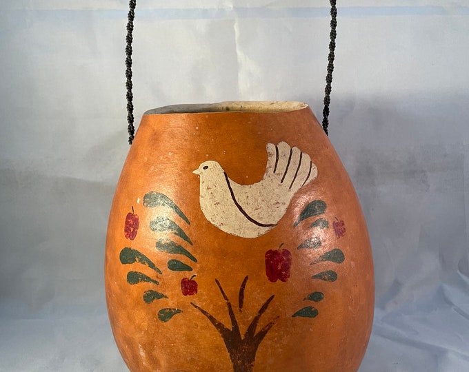 Callaway Colonials Hand Painted Folk Art Tree of Life Gourd Container ...