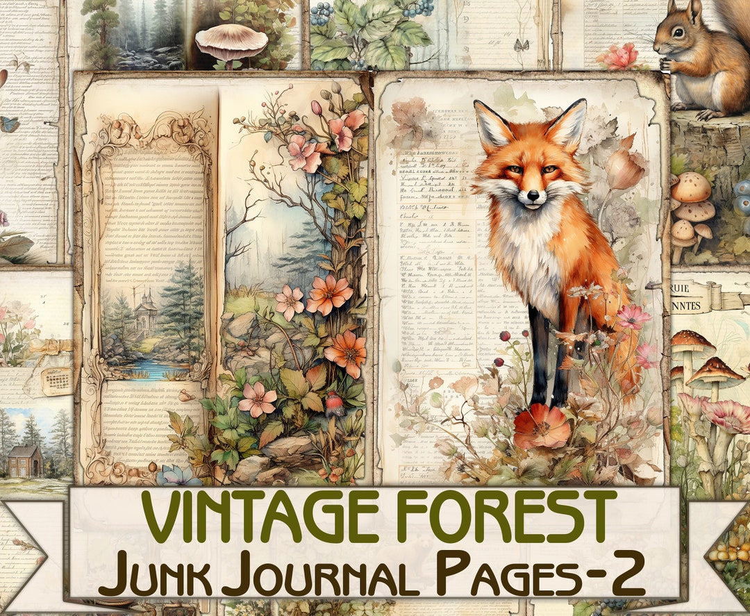 Vintage Forest Nature Junk Journal Picture Collage-2,fantasy Forest ...