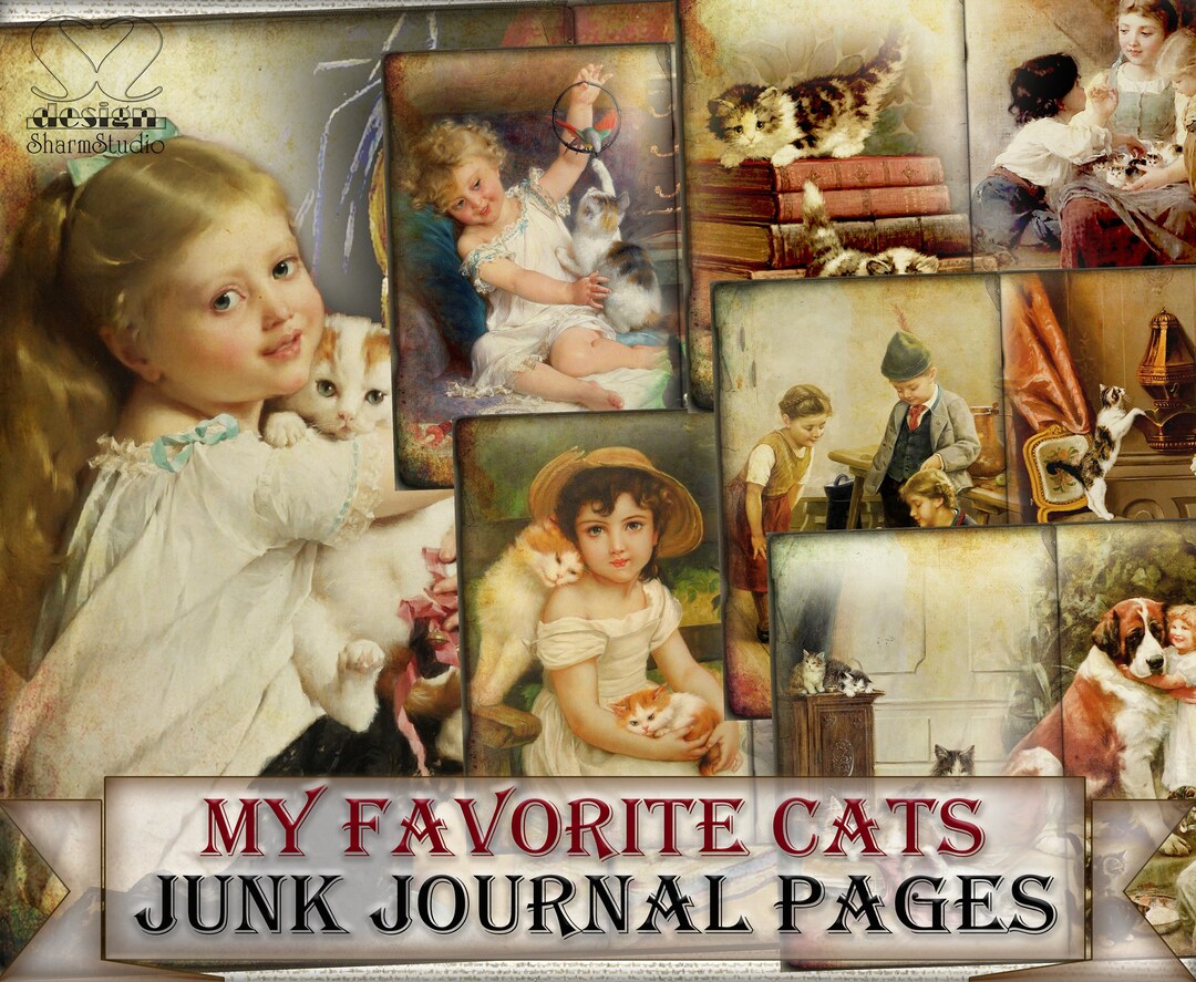 My Favorite Cats,vintage Picture Collage,junk Journal Pages Printable ...