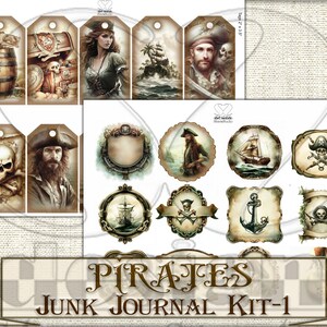 Vintage Pirates Junk Journal Watercolor Kit-1 Printablepirate - Etsy
