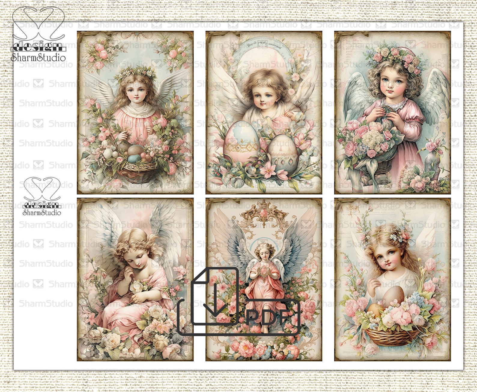 Vintage Easter Angels Digital Picture Collage Printable Cards Atc ACEO ...