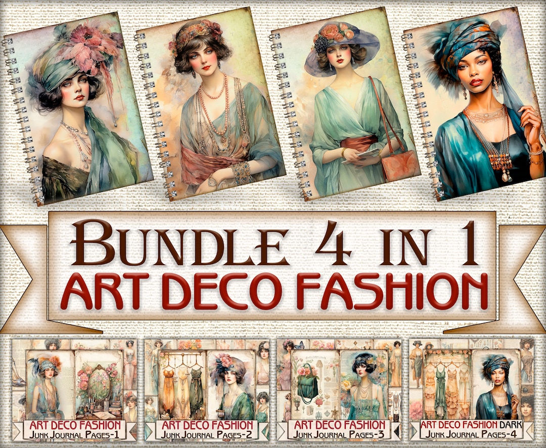 Art Deco Fashion Lady Junk Journal Kit Bundle, Collage Sheets ...