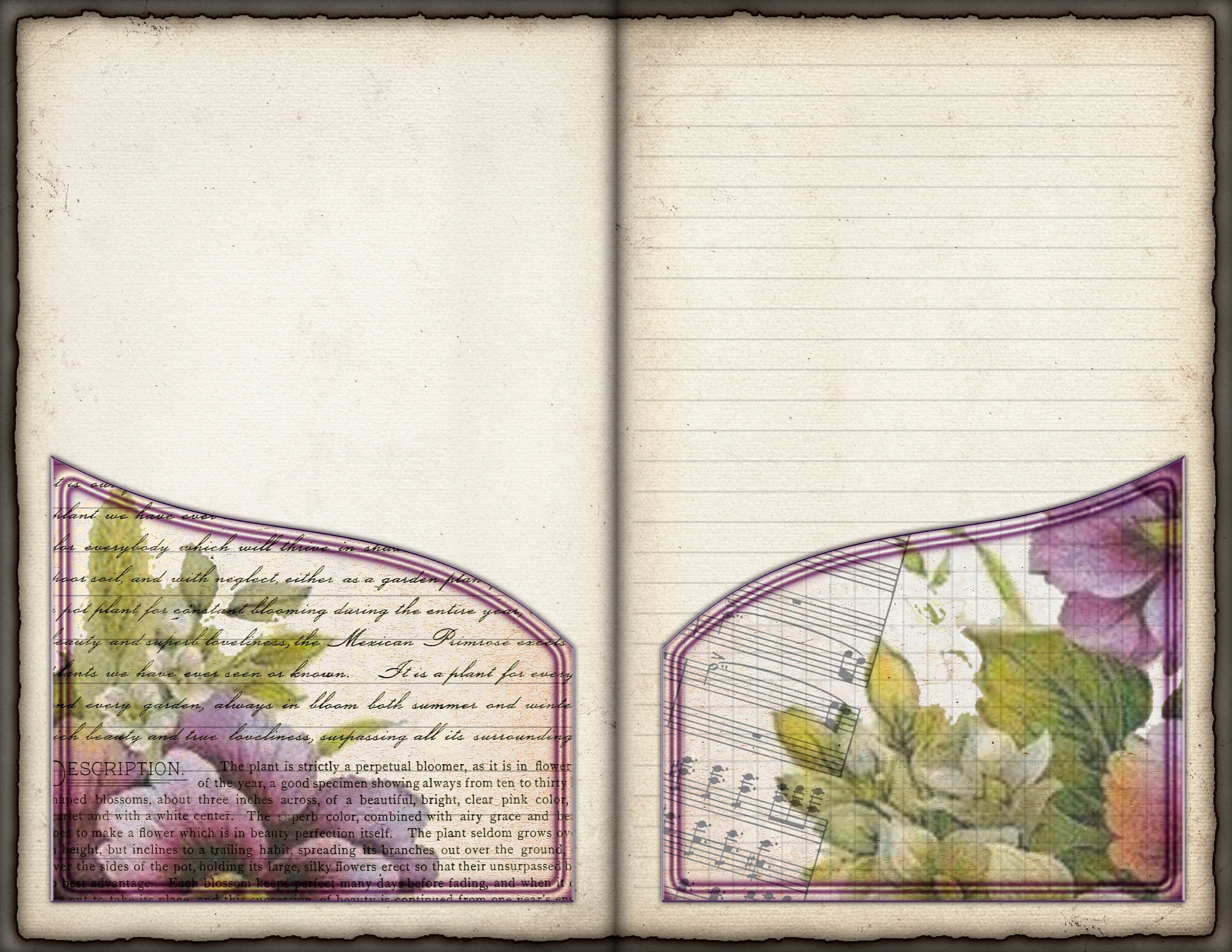 VIOLETS Digital Journal Pockets Printable,paper Pocket Designs - Etsy