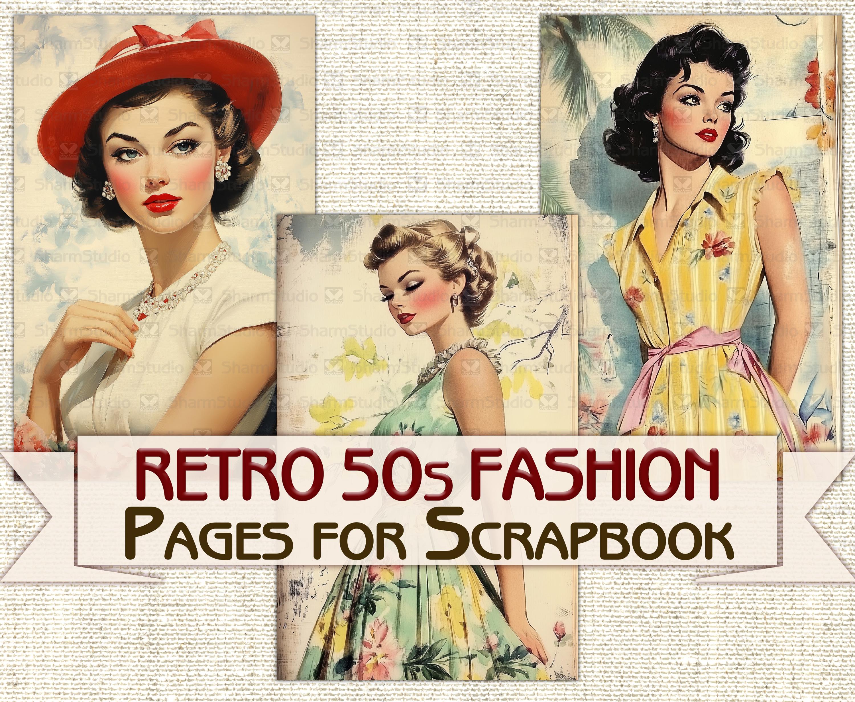 Retro 50s Fashion Pages for Scrapbook and Junk Journal, Vintage ...