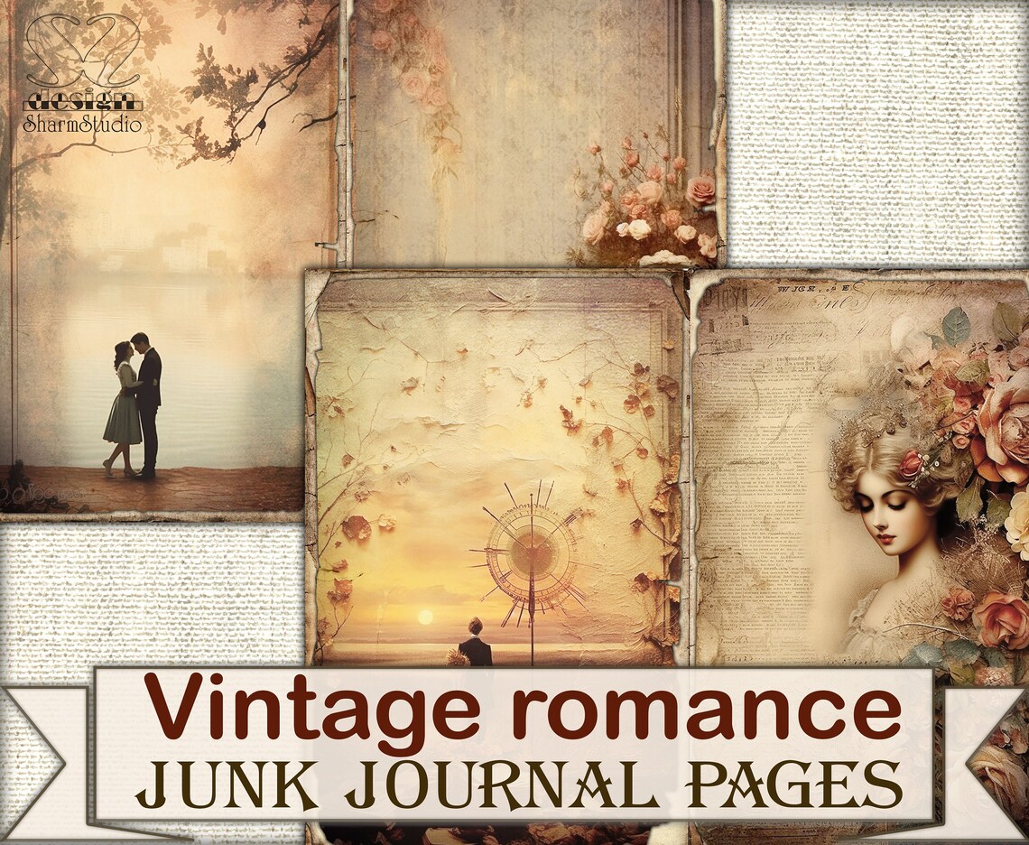 Vintage Romance Junk Journal Romantic Pages,digital Printable Collage ...