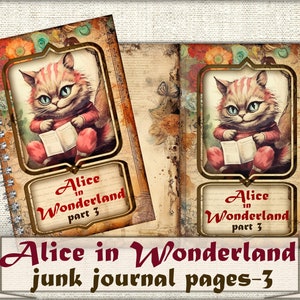 Alice Wonderland Junk Journal Pages,alice Art Picture Collage-3,digital ...