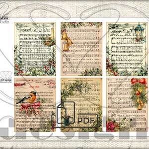 Vintage Christmas Digital Picture Old Music Sheet Collage Printable ...