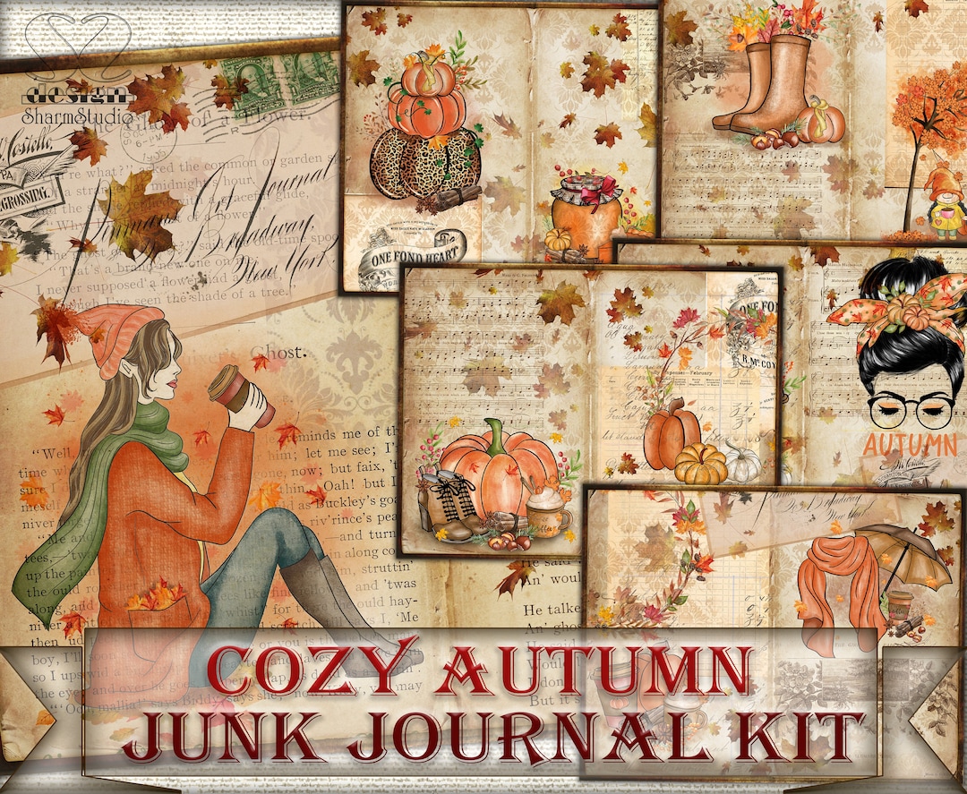 Cozy Autumn Junk Journal Collage Pages,digital Kit Picture Collage,fall ...