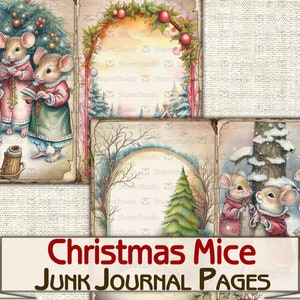 Christmas Mice Junk Journal Kit,printable Mouse Collage Pages - Etsy