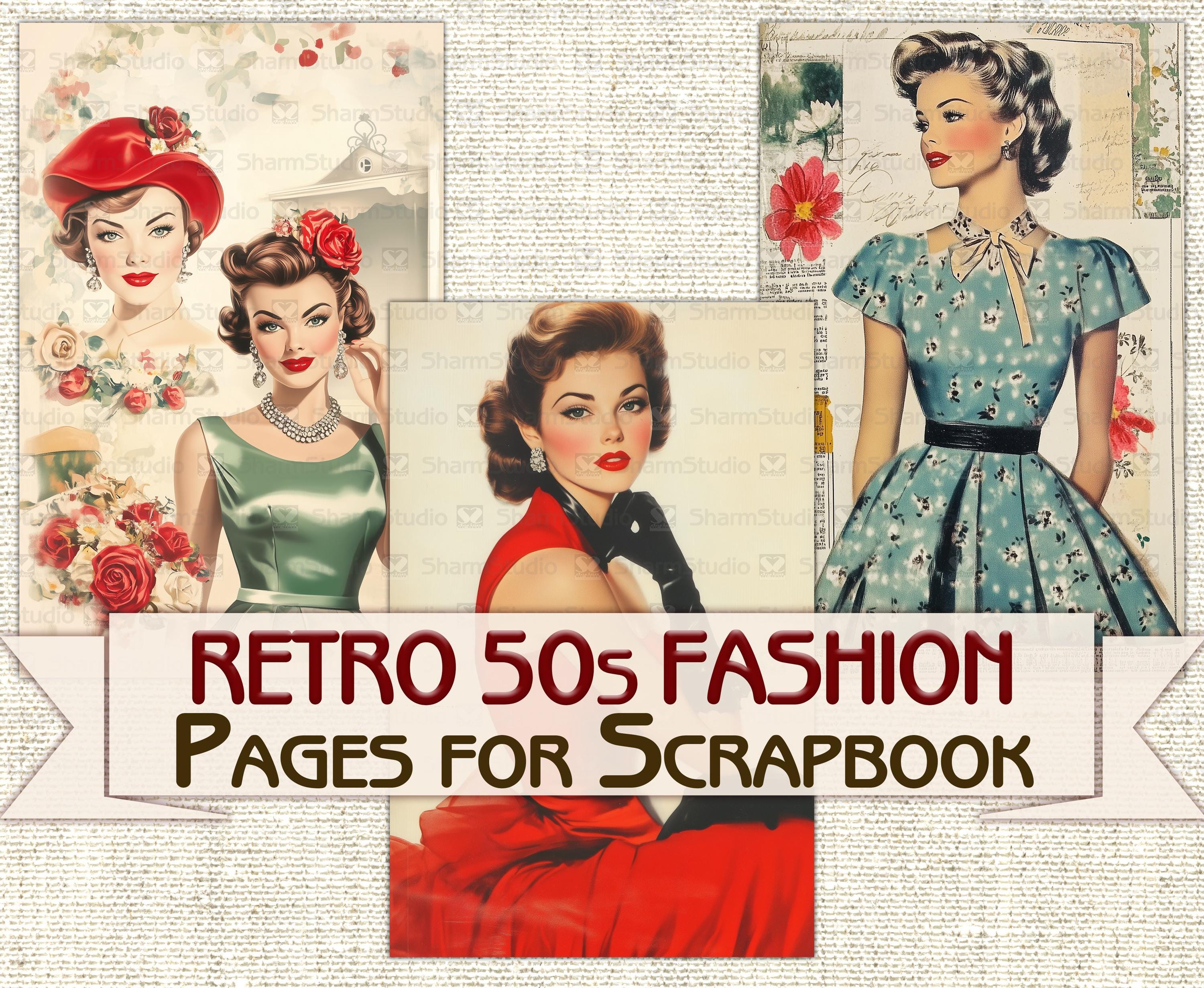 Retro 50s Fashion Pages for Scrapbook and Junk Journal, Vintage ...