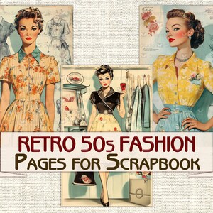 Retro 50s Fashion Pages for Scrapbook and Junk Journal, Vintage ...