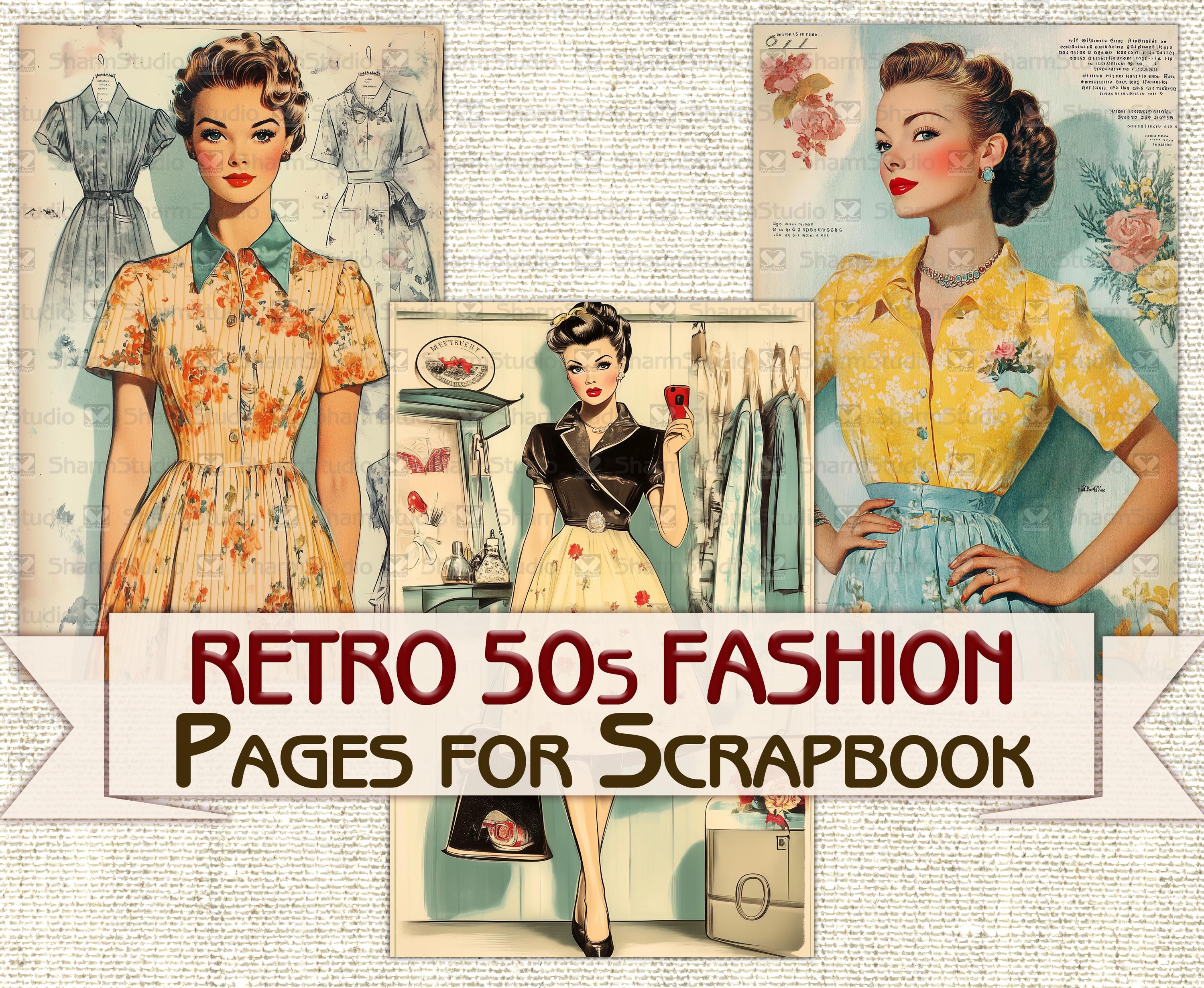 Retro 50s Fashion Pages for Scrapbook and Junk Journal, Vintage ...