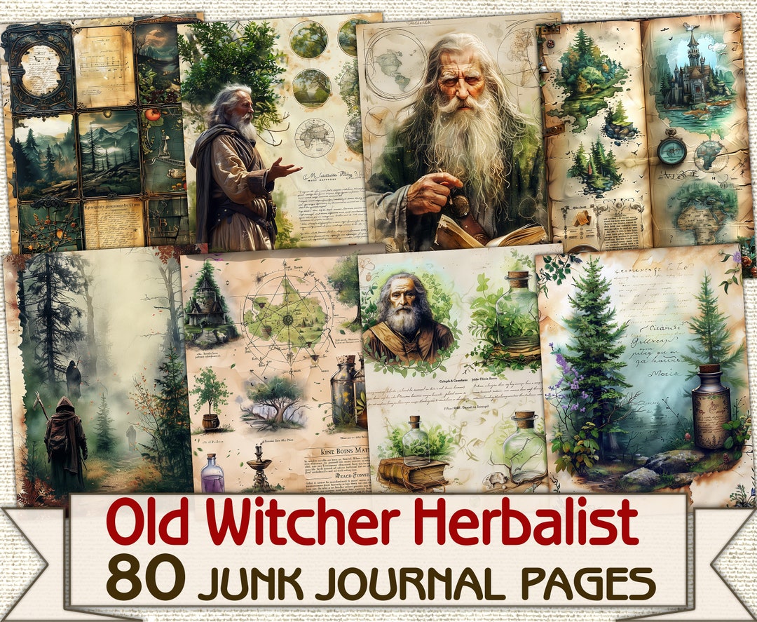 Old Witcher Herbalist Junk Journal Pages, Digital Scrapbook Paper ...
