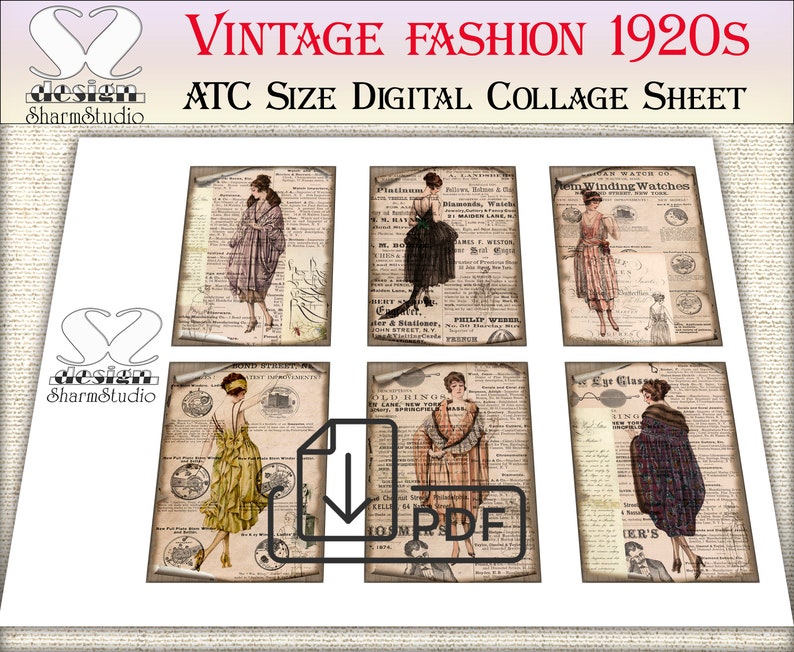 Vintage Fashion Art Deco 1920s Collage Sheetcards Atc ACEO - Etsy
