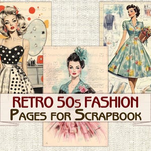 Retro 50s Fashion Pages for Scrapbook and Junk Journal, Vintage ...