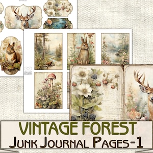 Vintage Forest Nature Junk Journal Picture Collage,fantasy Forest ...
