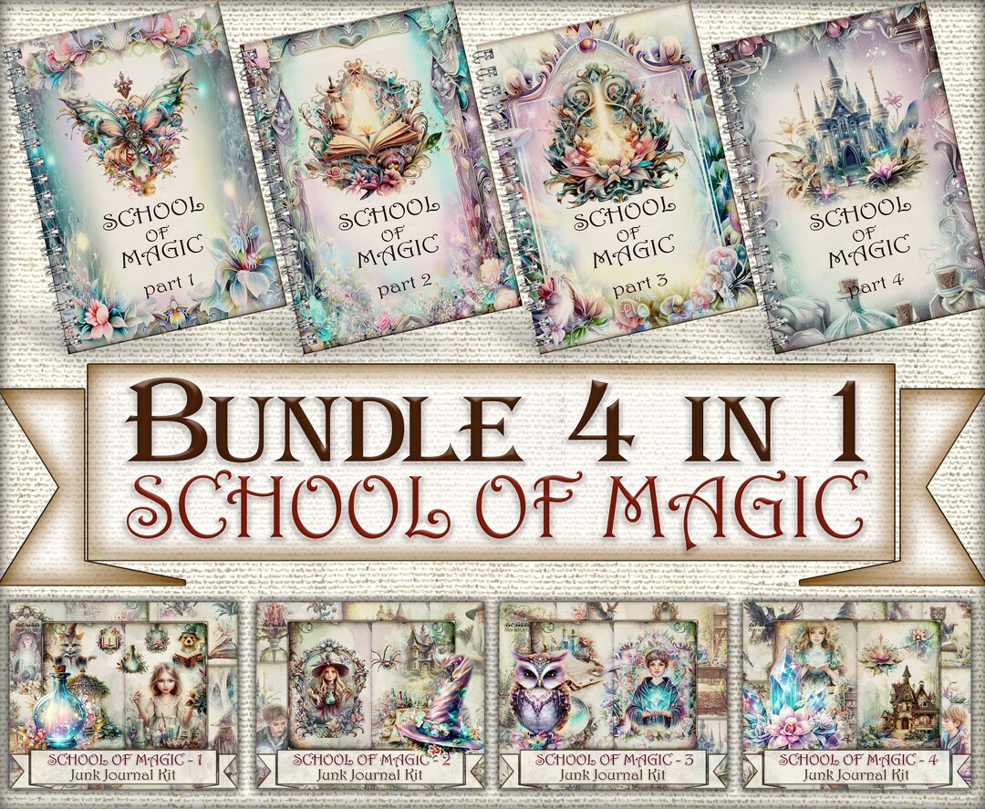 School Magic Junk Journal Kit,wizard Collage Sheets Printable Bundle - Etsy
