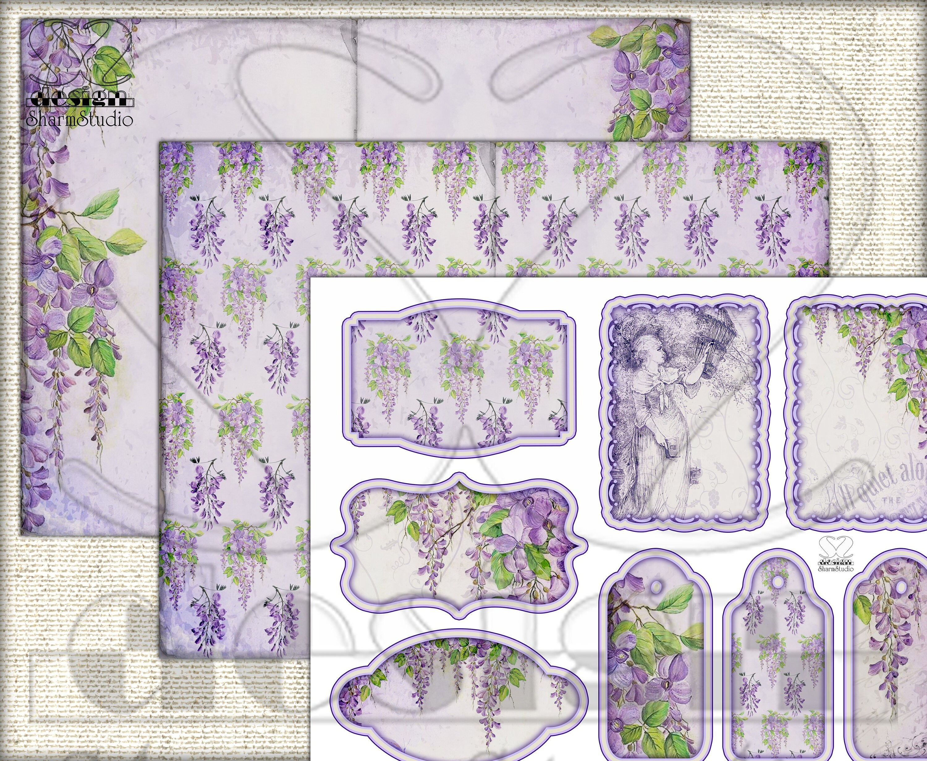 Wisteria Junk Journal Pagespicture Collagedigital Sheet - Etsy