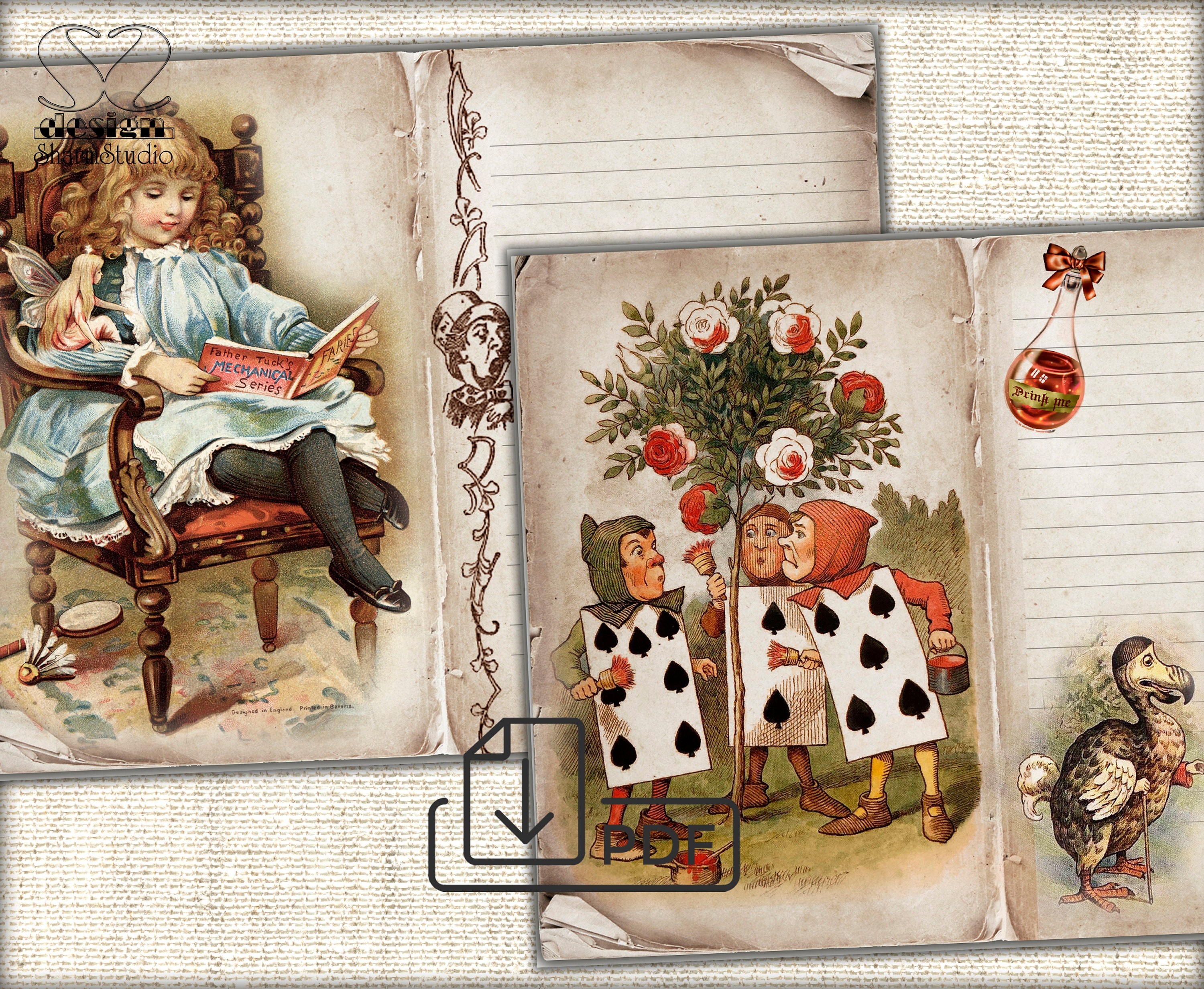 Alice in Wonderland Junk Journal Page,picture Collage,digital Sheet ...