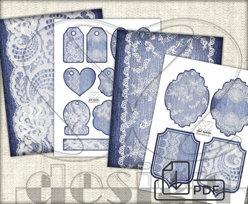Lace Jeans Journal Kit Pages,printable Paper,digital Sheet Download - Etsy