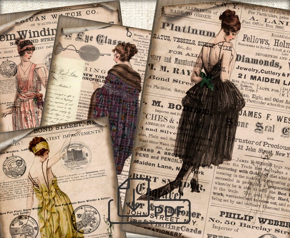 Vintage Fashion Art Deco 1920s Collage Sheetcards Atc ACEO - Etsy