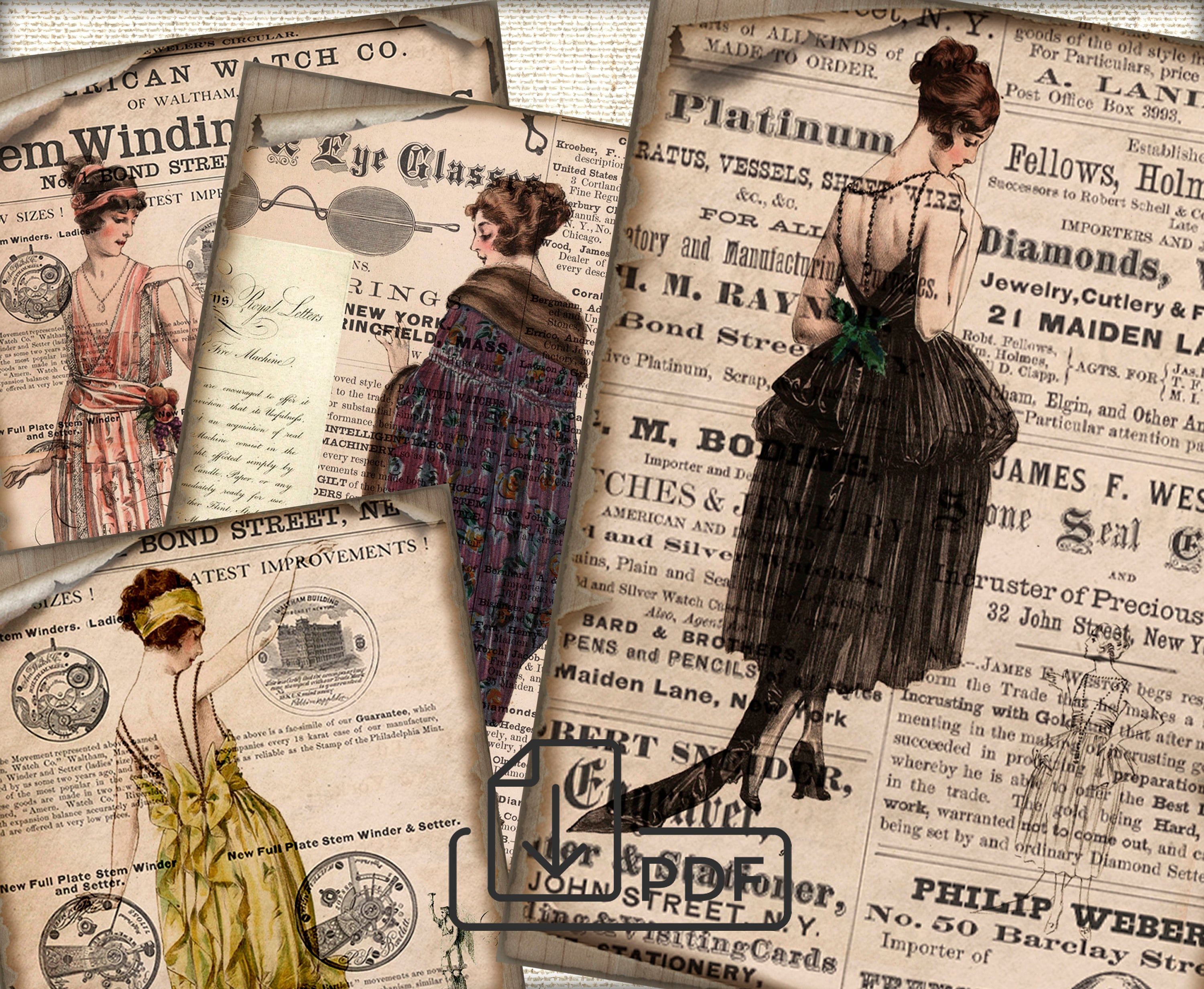 Vintage Fashion Art Deco 1920s Collage Sheetcards Atc ACEO - Etsy