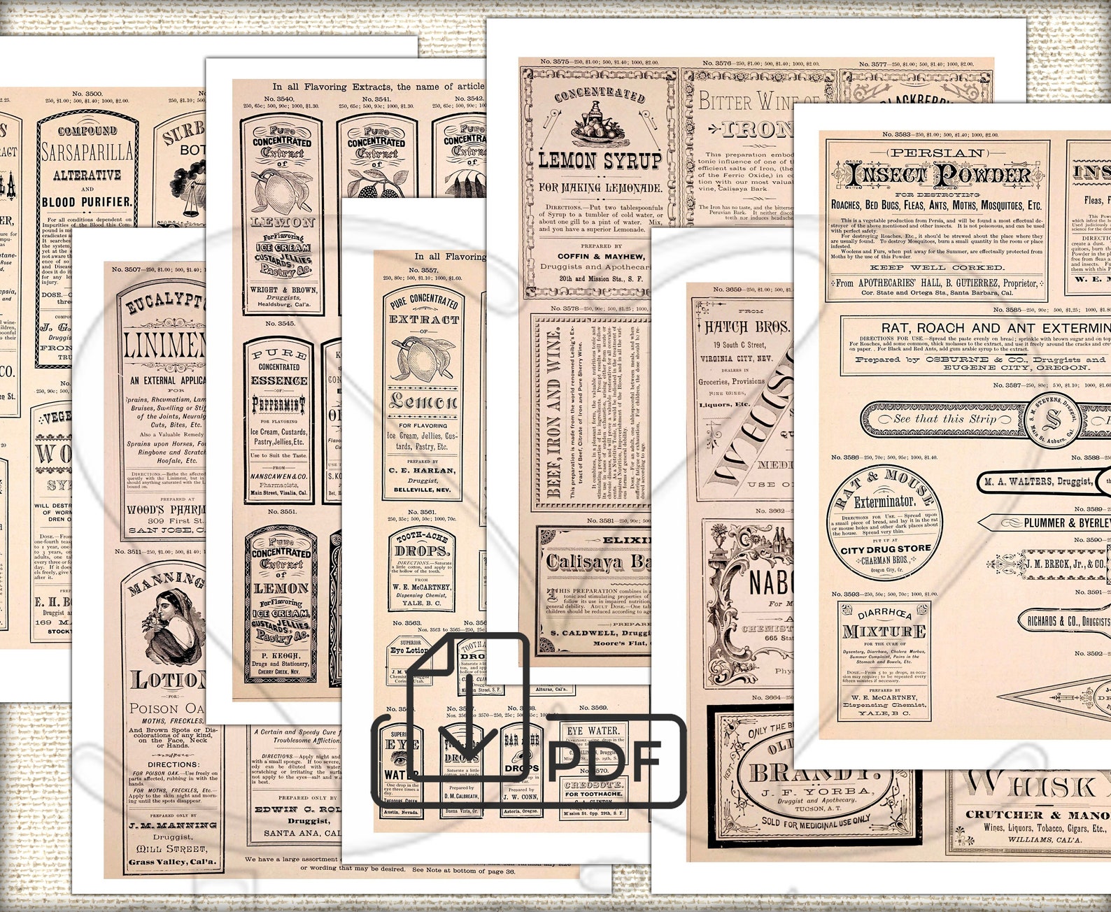 230 Vintage Apothecary Printable Old Ephemera Labels #2 18th Century - Etsy
