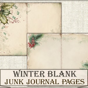 Winter Blank Background Junk Journal Pages, Digital Picture Printables ...