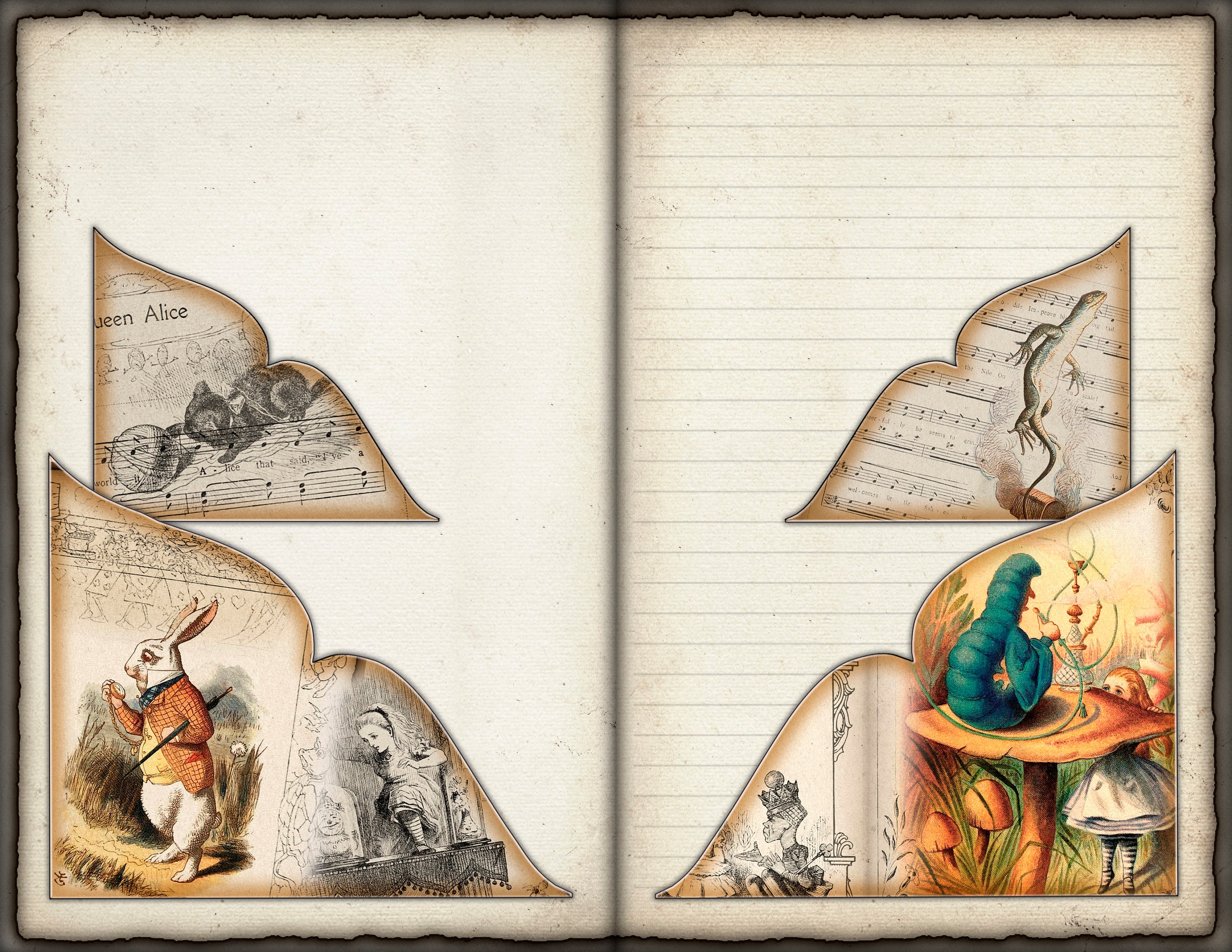 Alice in Wonderland Digital Pocket Journal Printable,paper Pockets ...