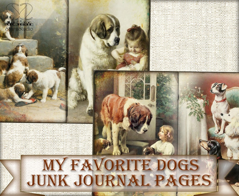 My Favorite Dogsvintage Ephemera Collagejunk Journal Pages - Etsy