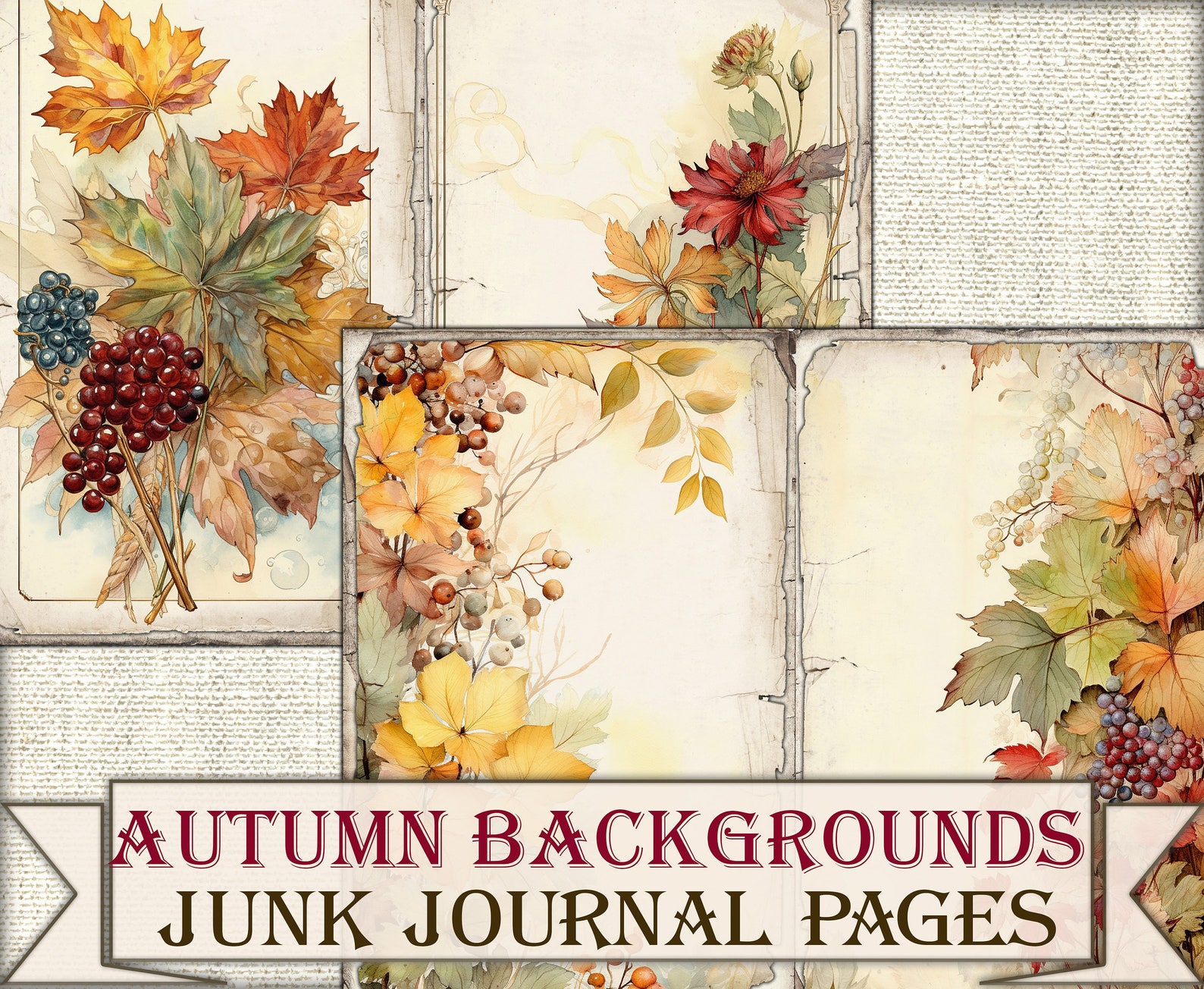 Autumn Blank Background Junk Journal Pages,fall Background Printables-2 ...