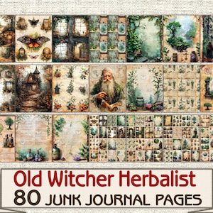 Old Witcher Herbalist Junk Journal Pages, Digital Scrapbook Paper ...