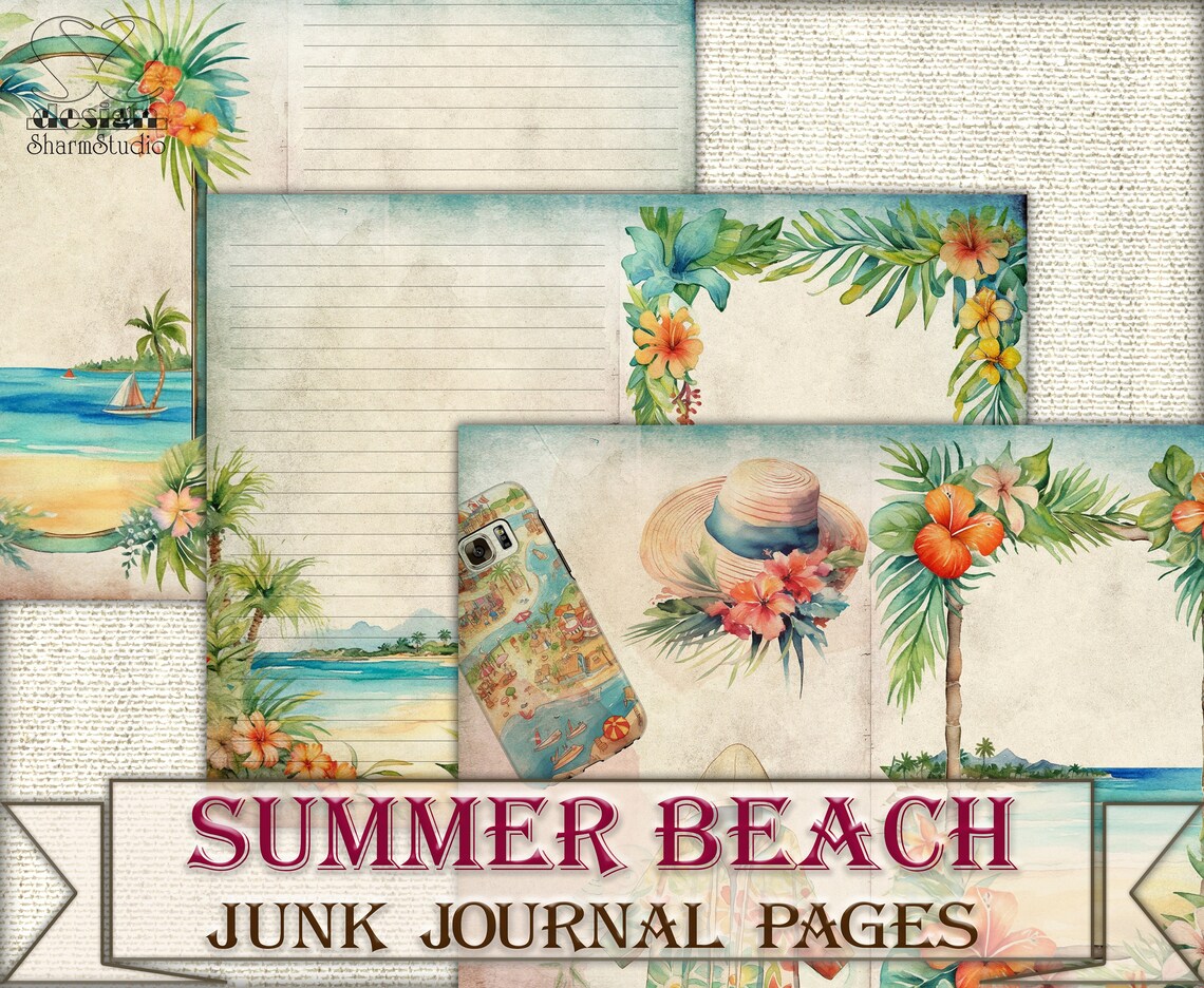 Summer Beach Junk Journal Pages Printables,vacation Papers - Etsy