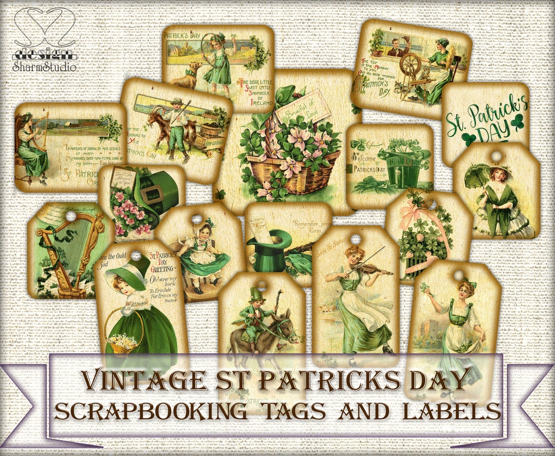Vintage St Patricks Day Ephemera Tags Printable,scrapbook and Junk ...