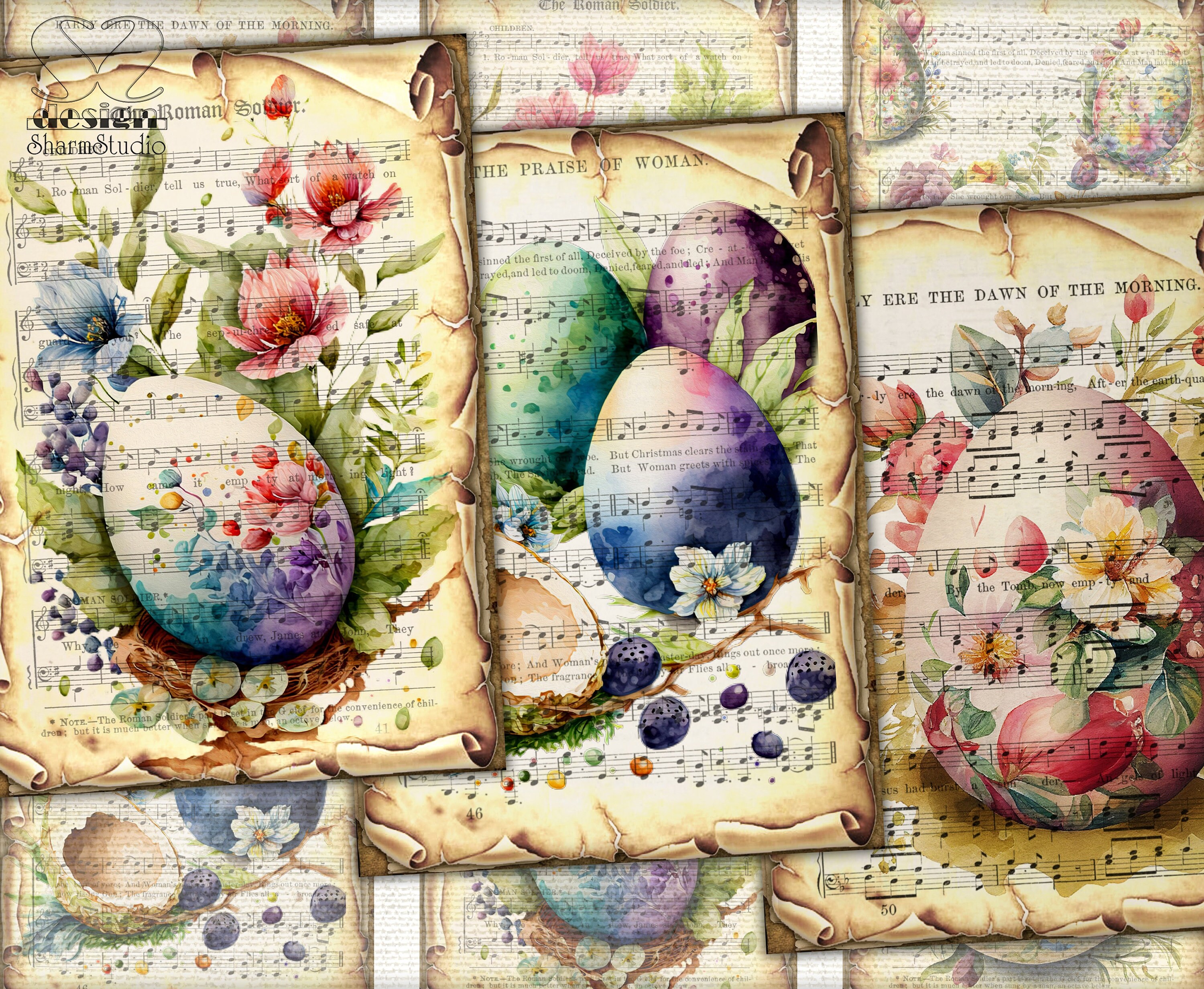 Vintage Easter Eggs Collage Digital Picture Printable Cards - Etsy
