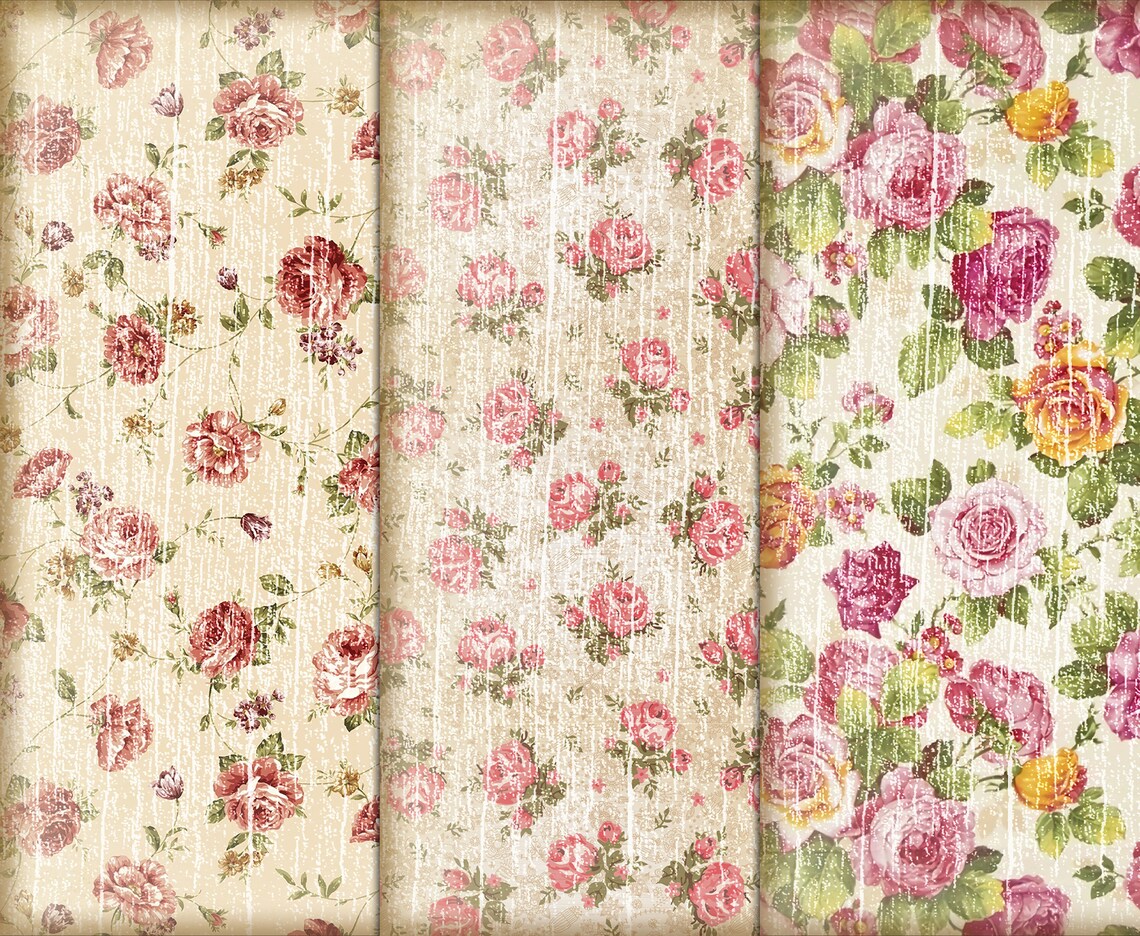 Grunge Pattern Paperswatercolor Vintage Roses Backgrounds - Etsy