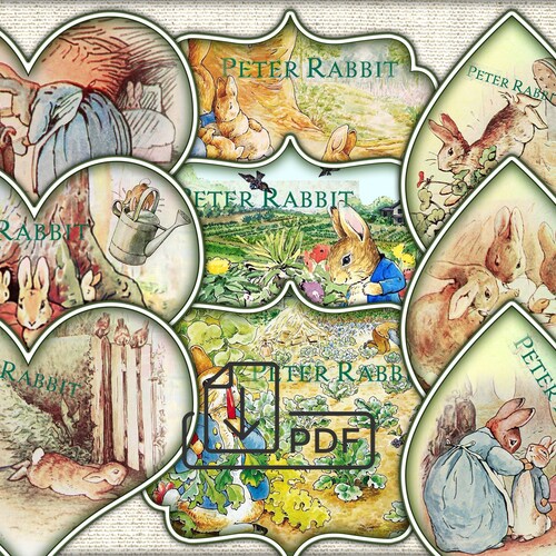 Peter Rabbit Printable Pocket With Tags Vintage Images Junk - Etsy