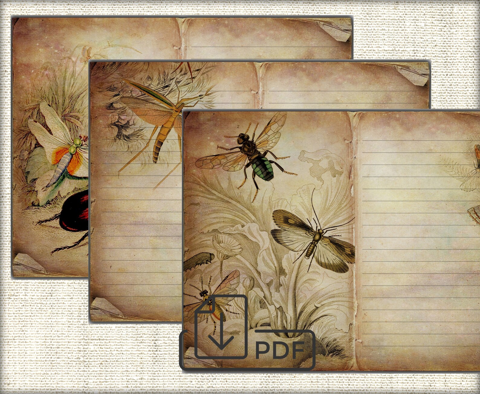 Vintage Insects Junk Journal Kit Dragonfly&butterfly - Etsy