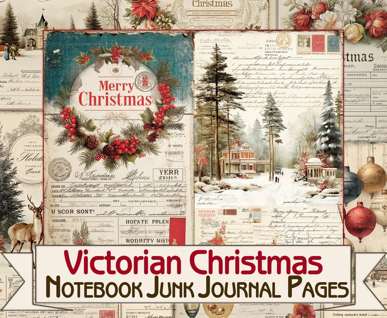 Victorian Christmas Notebook Pages | Printable Junk Journal Kit ...