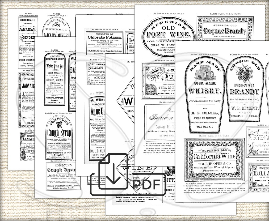 230 Vintage Apothecary Printable Old Ephemera Labels #2 18th Century - Etsy